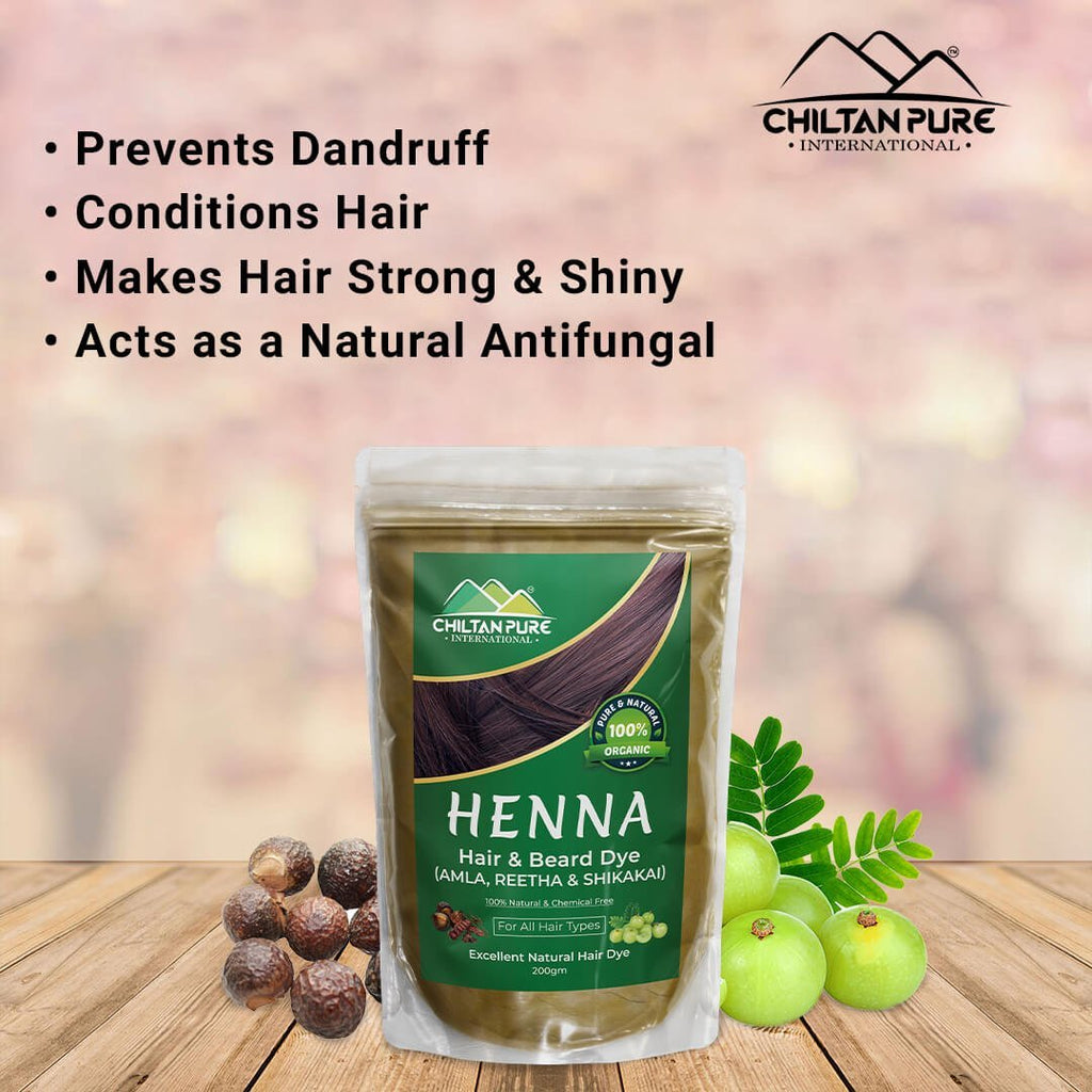 Henna Hair and Beard Dye (Amla, Retha, Shikakai) – Boosts Hair Growth ...